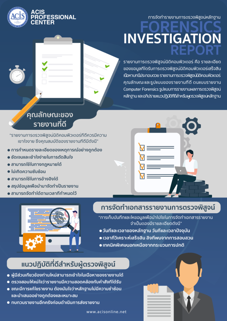 การจัดทำรายงานการตรวจพิสูจน์หลักฐาน - ACIS Professional Center Co., Ltd.